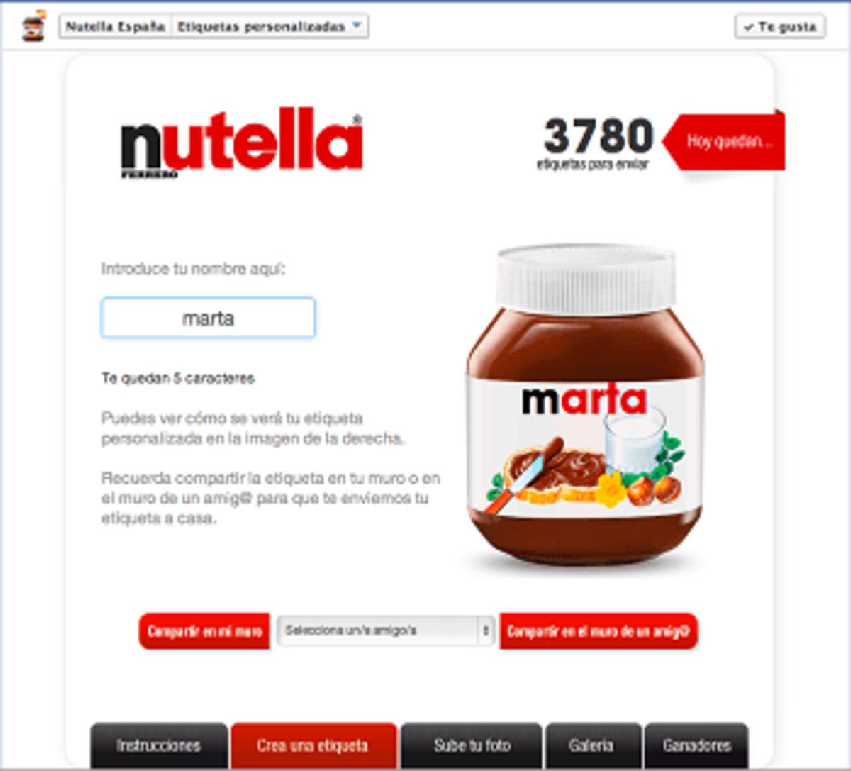 De 35.000 a 300.000 fans con las etiquetas personalizadas de Nutella ...